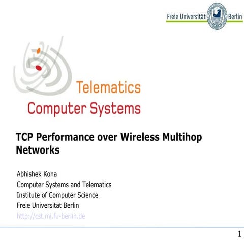 Tcp Performance Analysis Wireless Multihop Networks Ppt 7220
