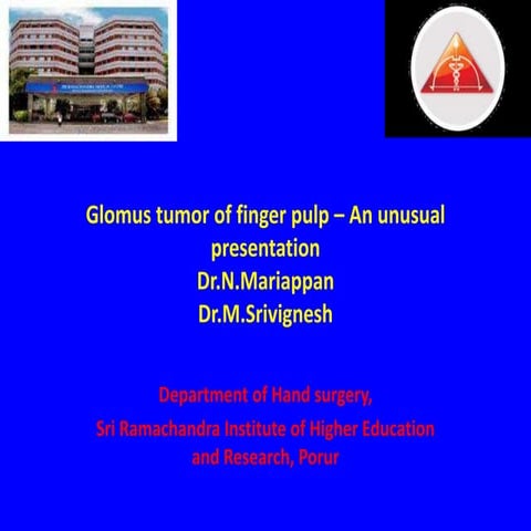 Ppt Glomus tumor of pulp of right middle finger | PPTX