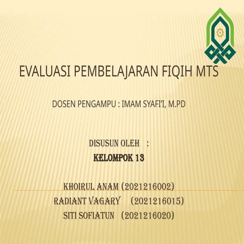 PPT FIQIH- Kelompok Tiga Belas Pada Perkuliahan | PPTX