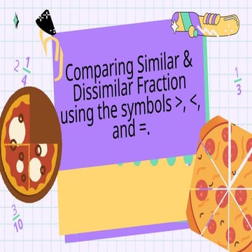 Comparing Similar & Dissimilar Fraction using the symbols >,