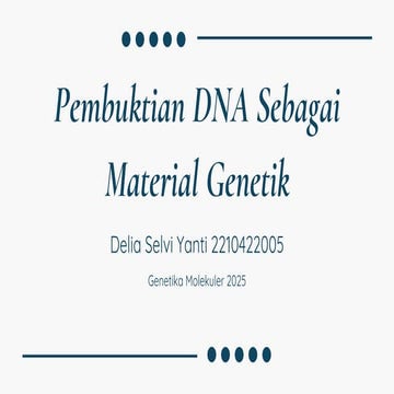 PPT GENMOL 2025_BUKTI DNA SEBAGAI MATERIAL GENETIK_DELIA SELVI YANTI ...