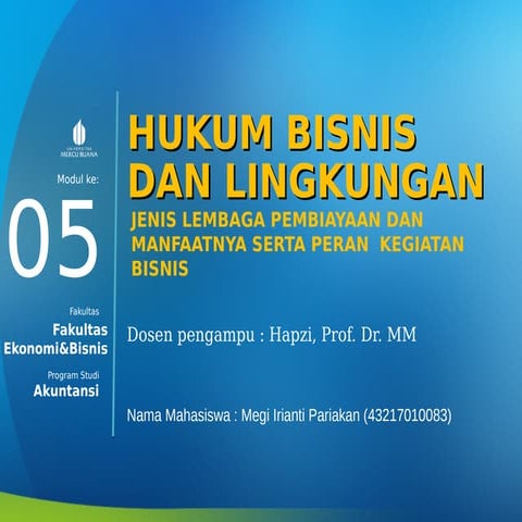 Ppt hbl, megi irianti pariakan, hapzi ali,jenis lembaga pembiayaan dan ...