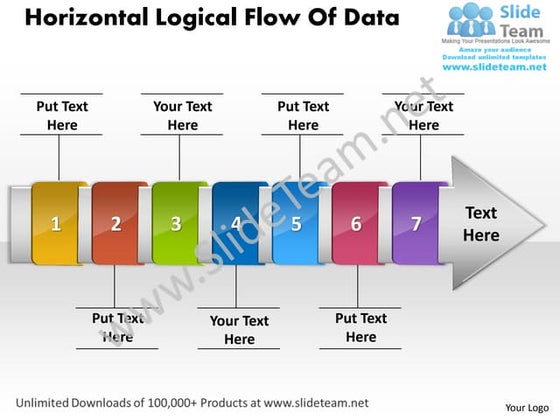 Business power point templates seven stages linear arrow data flow ...