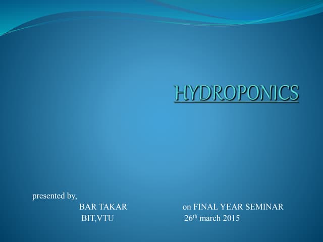 Hydroponics Farming | PPTX