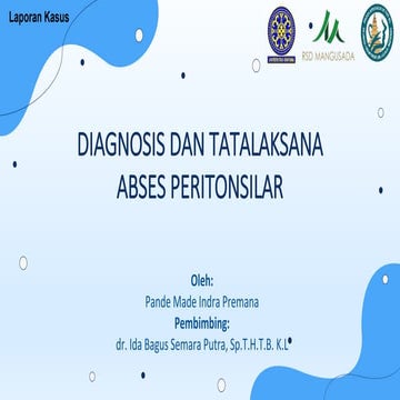 Diagnosis dan Tatalaksana Abses Peritonsilar | PPTX