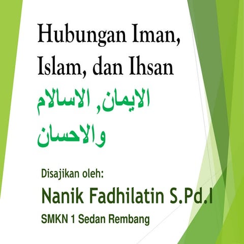 PPT definisi iman islam dan ihsan dalam mata kuliah akhlak | PDF