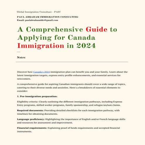 A Comprehensive Guide to Applying for Canada Immigration in 2024 | DOCX