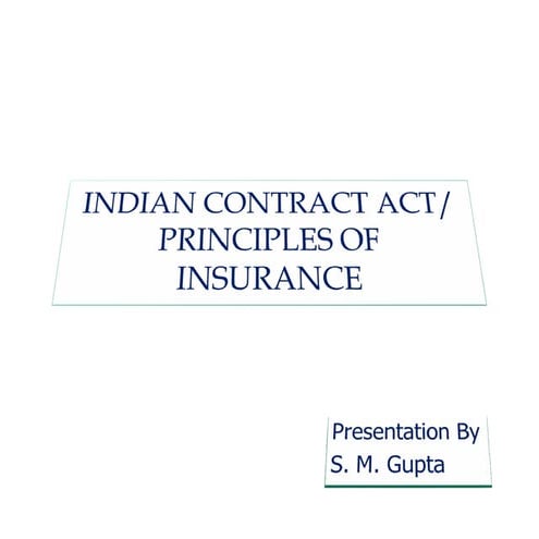 Basics of 'Indian Contract Act, 1872 & 'Principles Of Insurance' | PDF