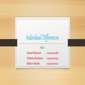 Ppt individual differences | PPT