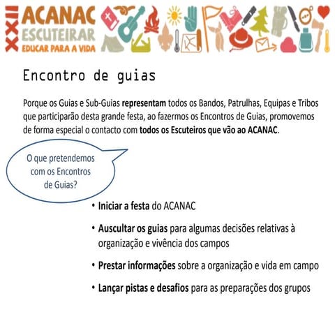 Encontro de Guias - preparação para o ACANAC 2012 | PDF