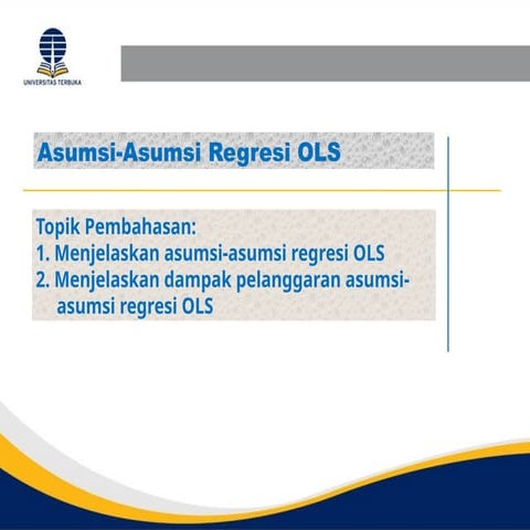 PPT Inisiasi 5: Asumsi-Asumsi Dasar Regresi OLS | PPT