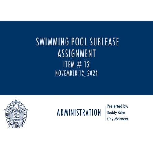 PPT Item # 12 - Swimming Pool Lease Assignment | PPT