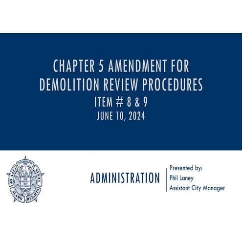 PPT Item # 8&9 - Demolition Code Amendments | PPT