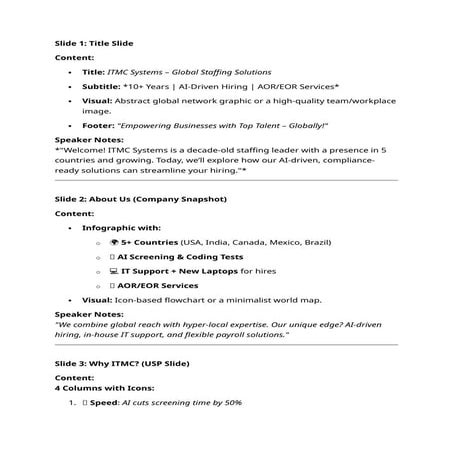 ITMC Systems – Global Staffing Solutions | PDF