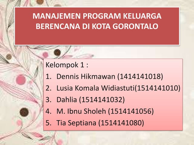 Pengembangan Masyarakat Manajemen Program Keluarga Berencana Ppt