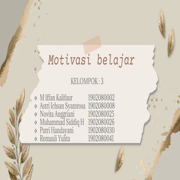 motivasi belajar dan faktor faktor yang mempengaruhinya | PPT