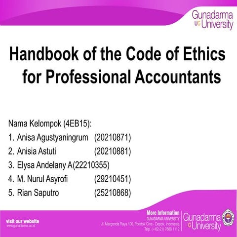 Ppt kelompok the code of ethics for professional accountants | PPT