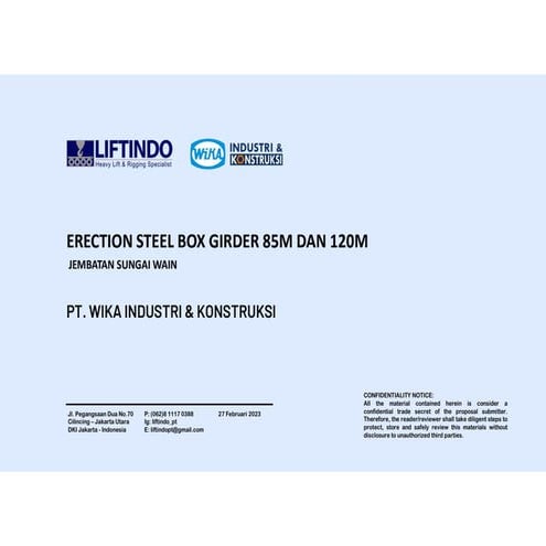 Conceptual Erection Steel Box Girder Sungai Wain | PDF