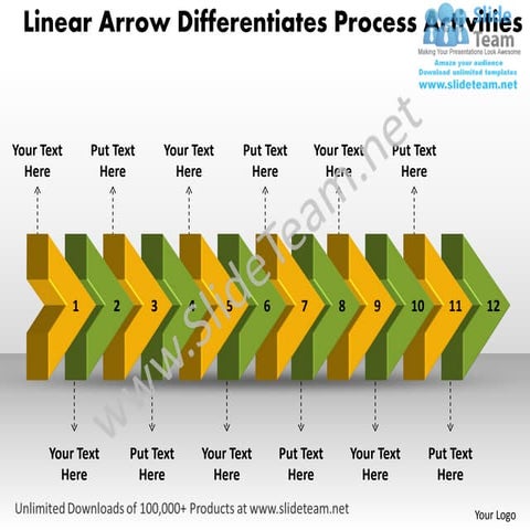 Business power point templates linear arrow continual process 9 phase ...