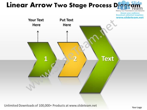 Two stages arrow process diagram production flow charts power point ...
