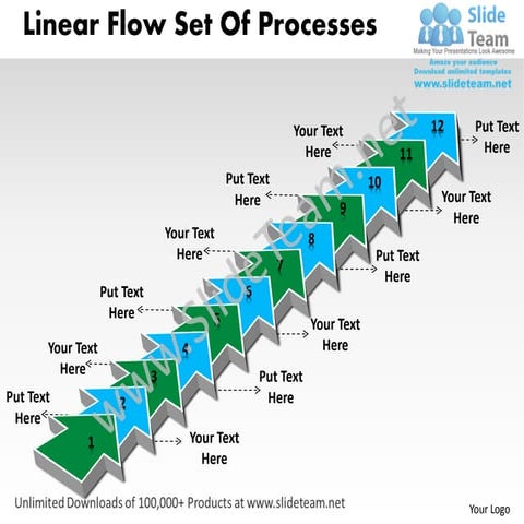 Ppt linear flow set of pocesses business power point templates | PPT