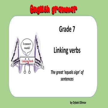 Linking verbs blended from existing 'Slideshare' materials | PPT