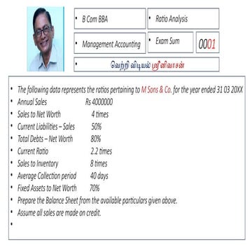 Management Accounting Ratio Analysis University Exam Sum | PPTX