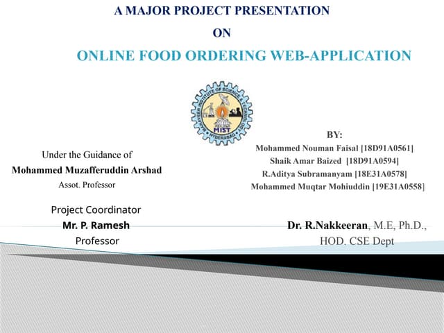 Online Food Ordering Web Application Using Python Pptx Computer