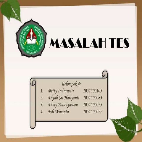 Ppt masalah tes kel.4 | PPT