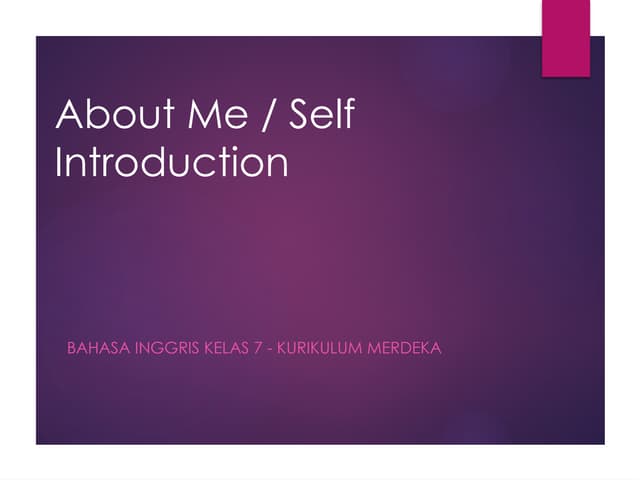 SELF INTRODUCTION.pptx by me perkenalan diri | PPTX