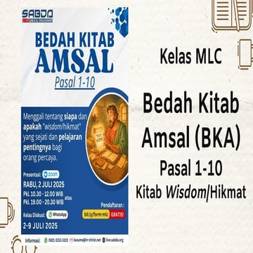 Materi Kelas Bedah Kitab Amsal Pasal 1-10 (BKA) | PDF