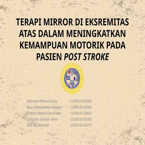 ppt mirror terapi pada pasien stroke terapi | PPTX