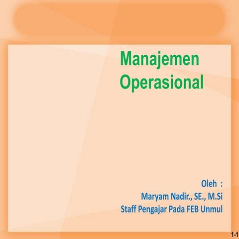 TUGAS KELOMPOK MANAJEMEN OPERASIONAL INI | PPTX