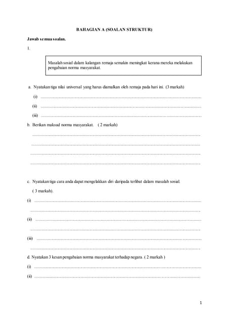 SOALAN UJIAN MAC PENDIDIKAN MORAL TINGKATAN 2 | DOCX