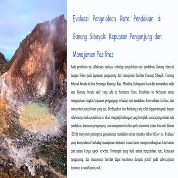 EVALUASI PENGELOLAHAN RUTE PENDAKIAN DI GUNUNG SIBAYAK KEPUASAN ...