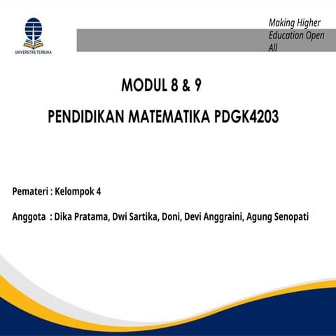 Ppt Matematika Modul 8 Universitas Terbuka Pptx