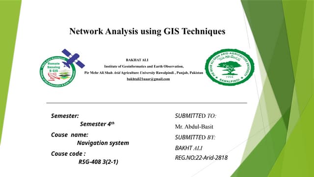 Ppt Networks Analysis Gis And Remote Sensing Pptx