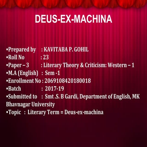 Literary Term:deus ex machina | PPT