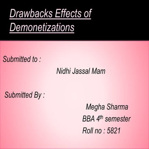 Drawback effects of Demonetization | PPT