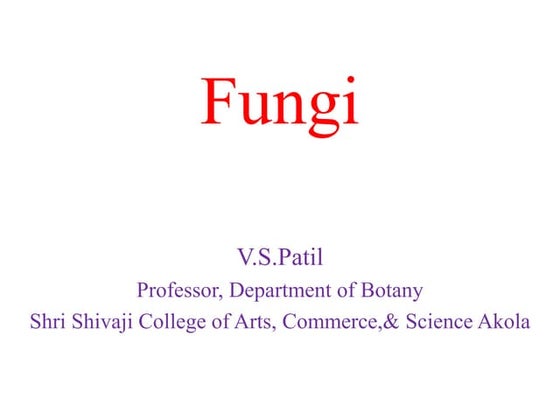 General Characteristics & Classification of Fungi | PPT