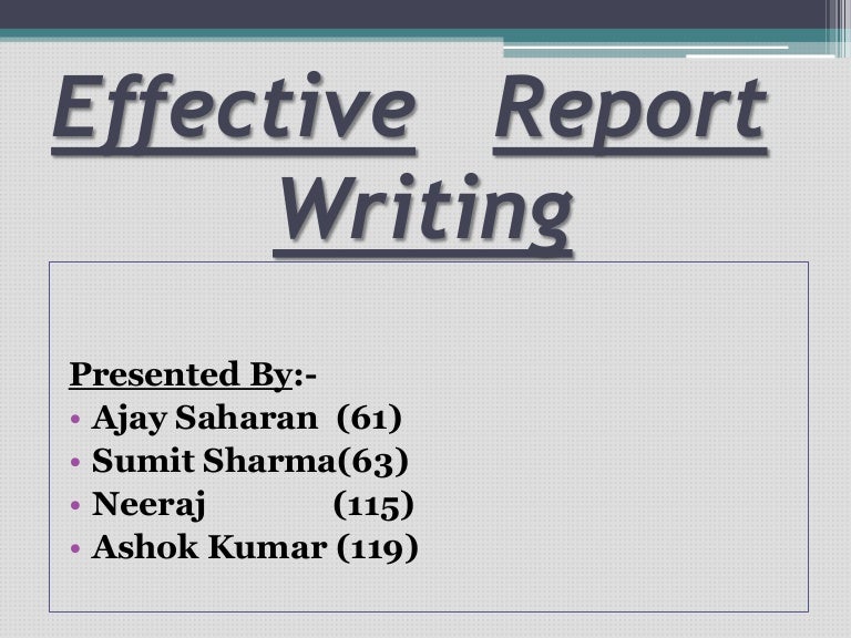 Effective report writing