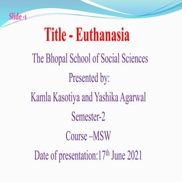Ppt On Euthanasia Pptx