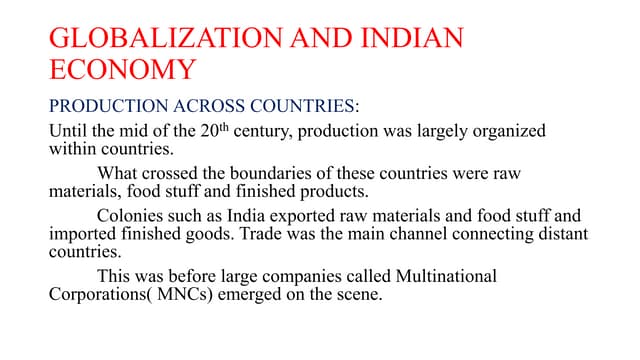 Economics - Class 10 - Globalisation and Indian Economy- Inter ...