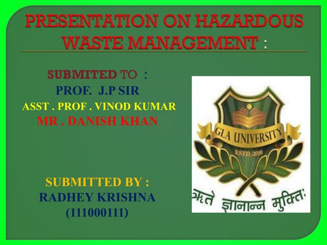 HAZARDOUS WASTE MANAGEMENT---PPT | PPTX