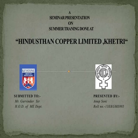 Ppt on hcl copper by Er. anup soni(9602069144) | PPTX