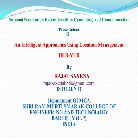 PPT on national seminar by rajat saxena student on srmscet | PPTX