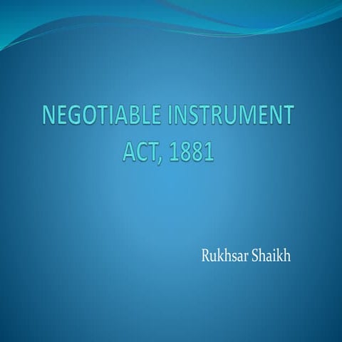 Negotiable Instrument | PPTX