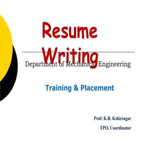 PPT on resumes writing tips -UG students | PPT