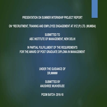 PPT on summer internship project report | PPTX