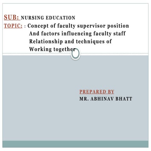 Concept of faculty supervisor position And factors influencing faculty ...